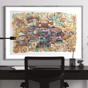 Digital Download Print: Rusty Junk Yard. Rusty Old Classic Cars Painted ...