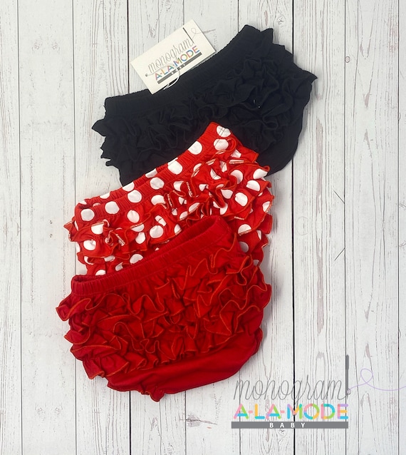 Red Black Red Polka Dot Baby Girl Ruffle Diaper Cover | Etsy