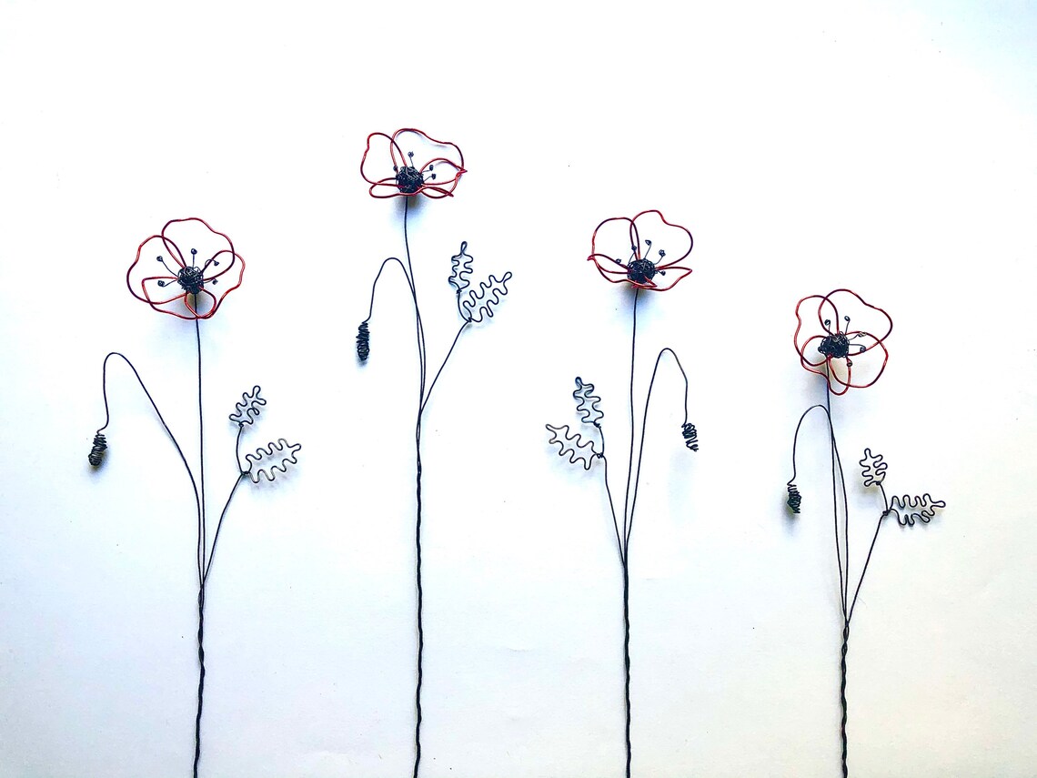 Wire Poppy Flower Wire Poetic Decoration Floral Decoration | Etsy