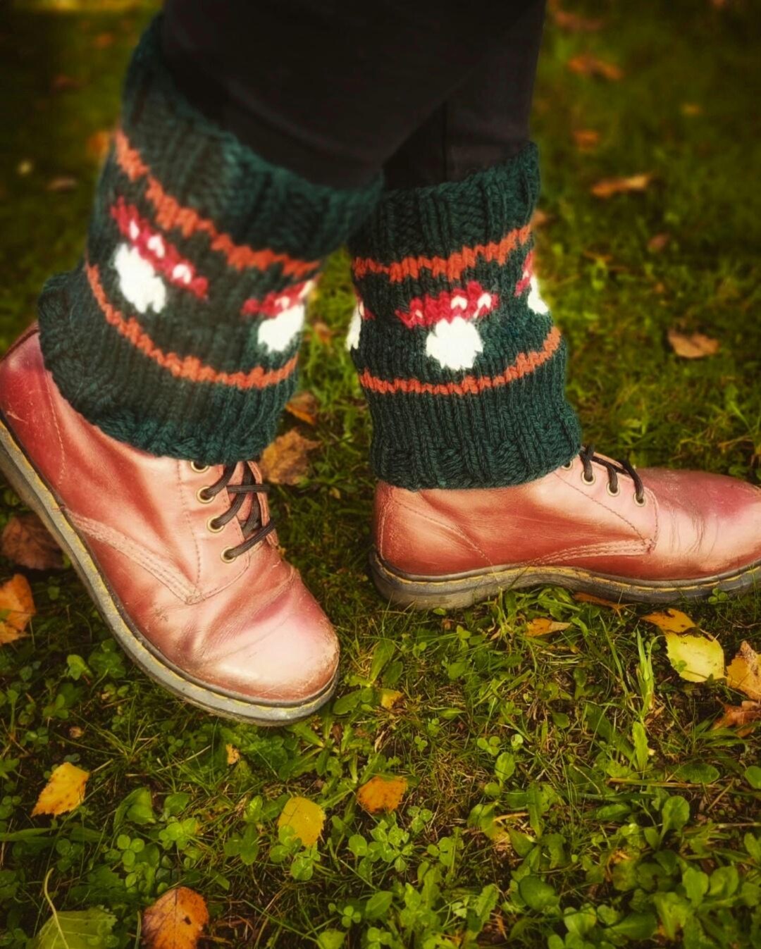 Mushroom Pattern Knitted Gaiters/leg Warmers - Etsy