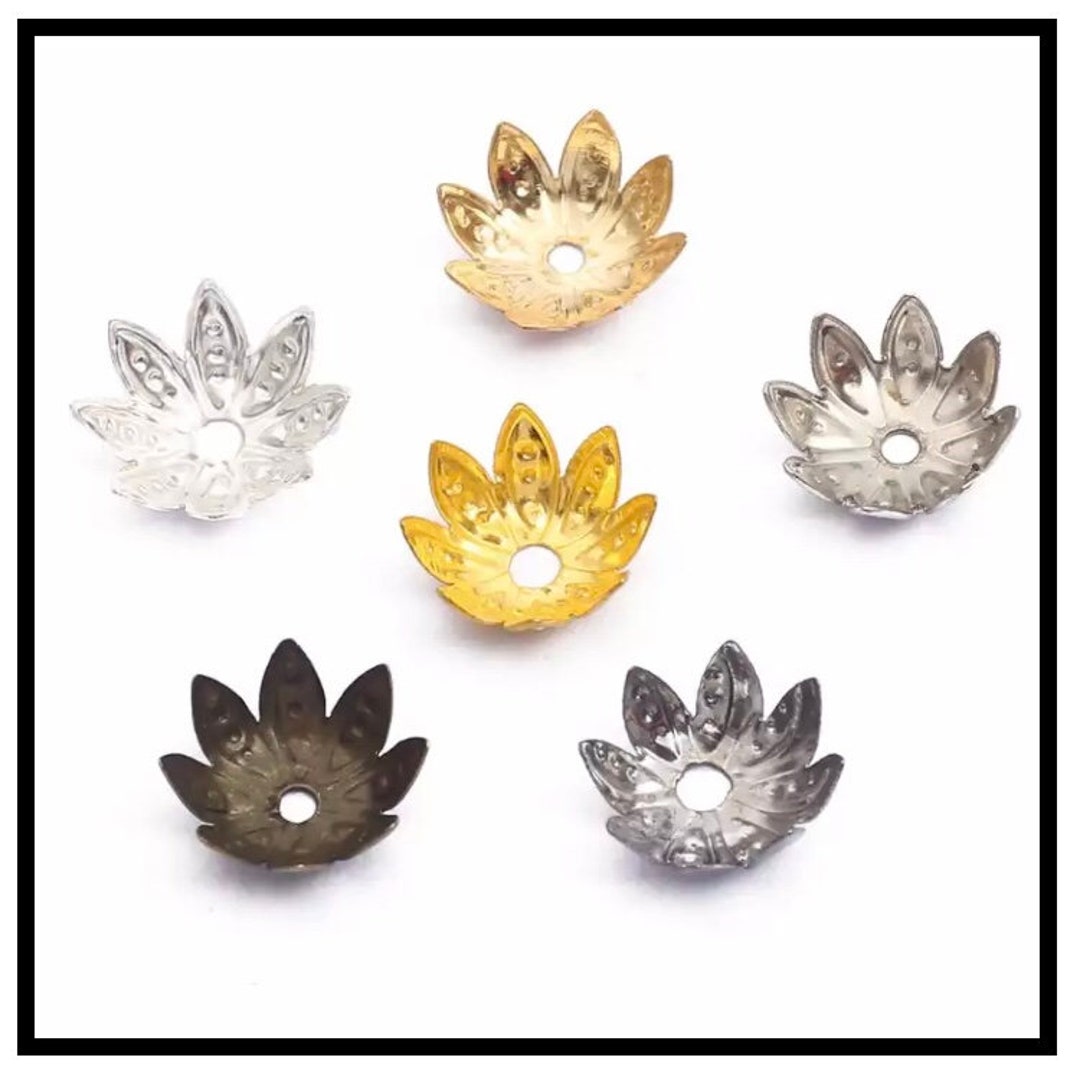 Lots of Caps, Spacers, Cups for Lotus Flower Beads, in Black Metal, 8mm ...