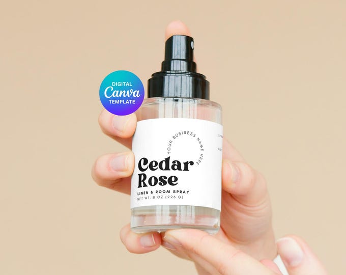 Editable Room Spray Label Template Canva, Linen Spray Bottle Label ...