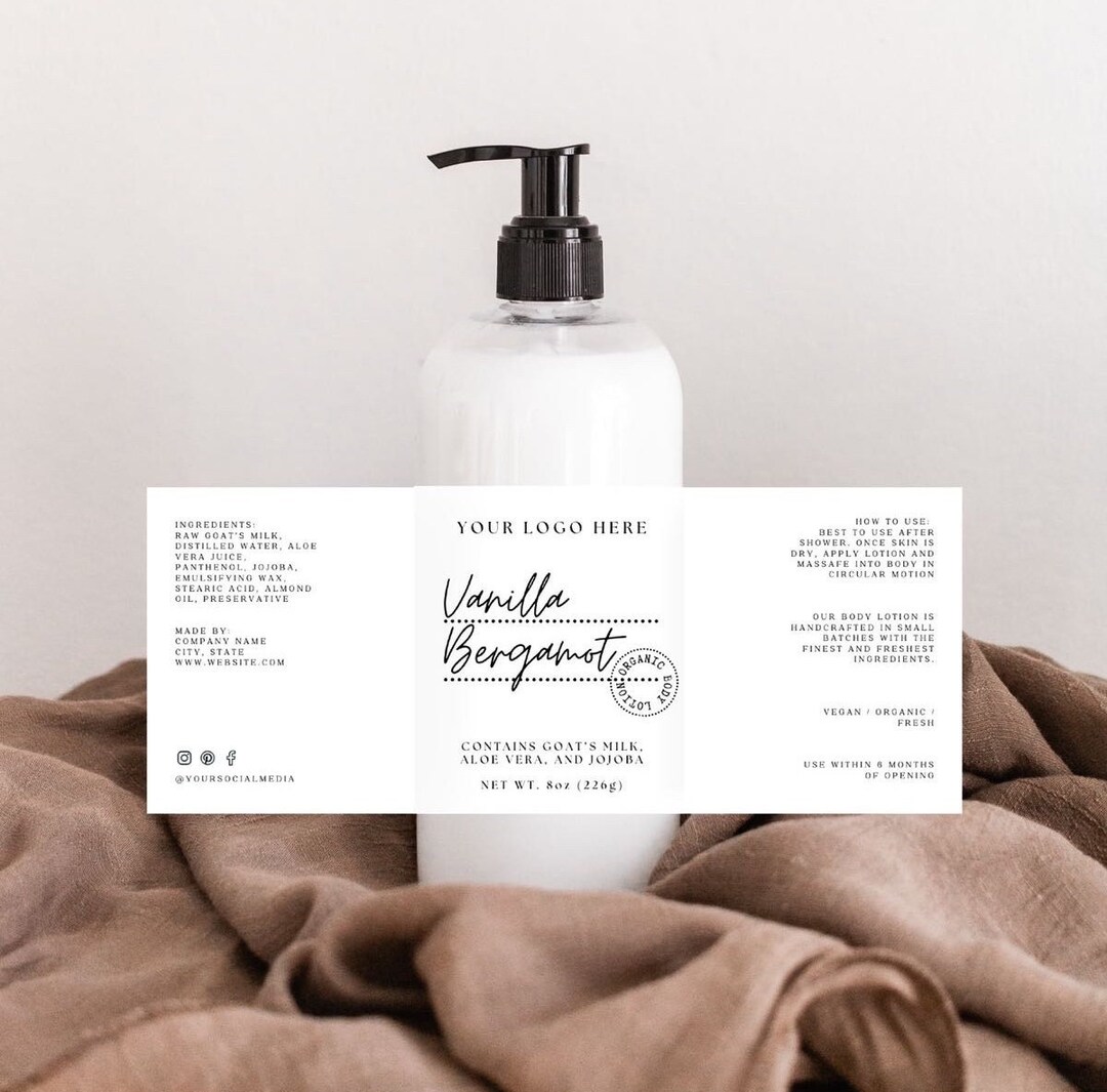 Apothecary Bottle Label Template, Lotion Label Design, Product Labels ...