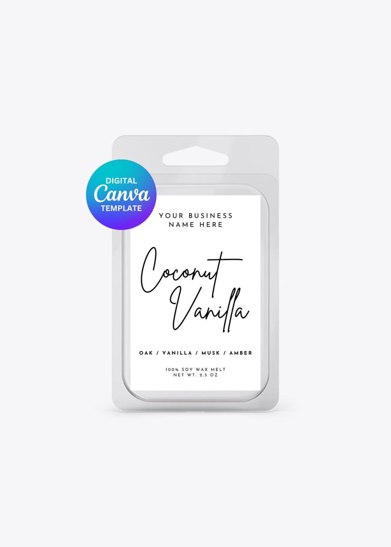 Minimal Wax Melt Label Template, Editable Label DIY Modern Wax Tart ...