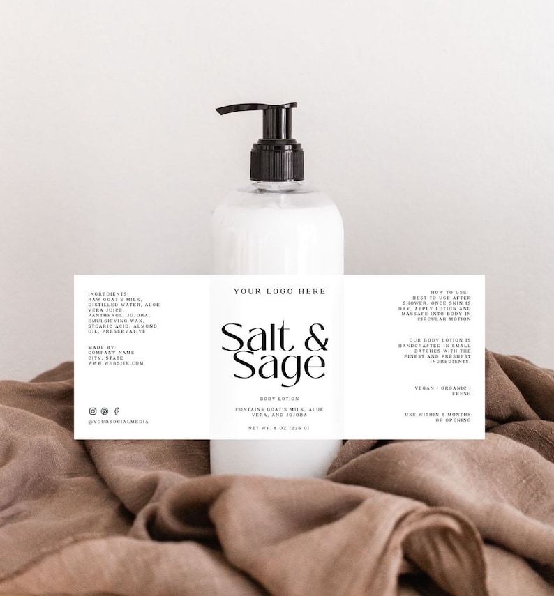 Pump Bottle Label Template, Lotion Label Design, Product Labels, Lotion ...