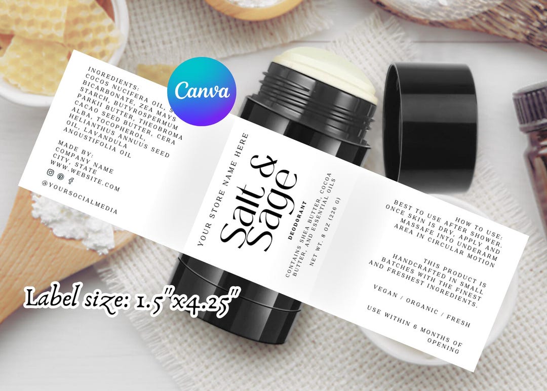 Deodorant Container Label Template, Lip Balm Label Design, Product ...