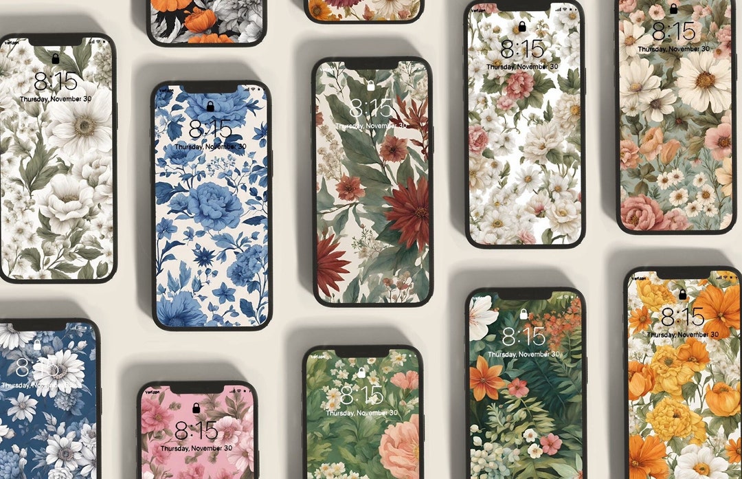12 Cottagecore Floral Phone Wallpapers, Vintage Flowers Lock Screen ...