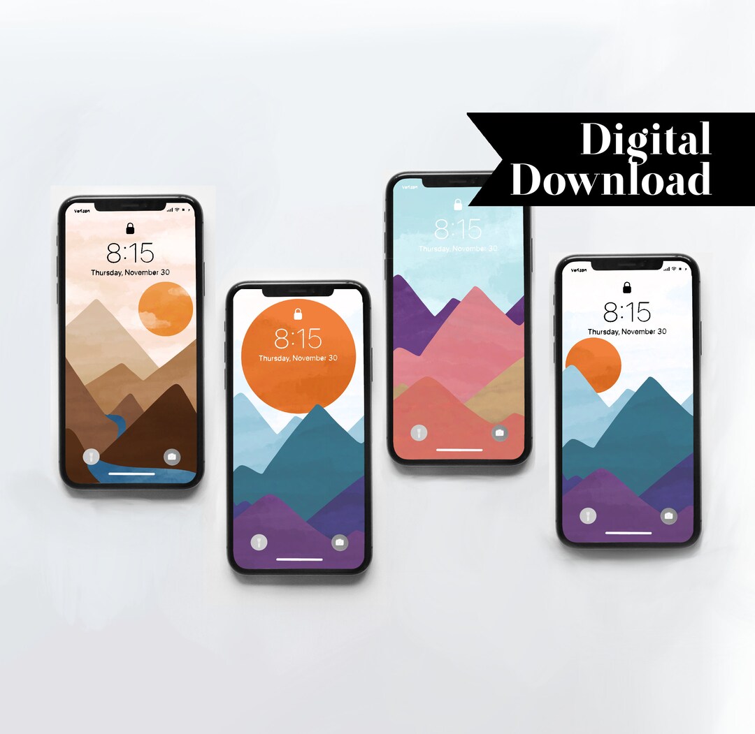 4 Landscape Phone Wallpapers, Vibrant Outdoor Wallpapers, Digital ...