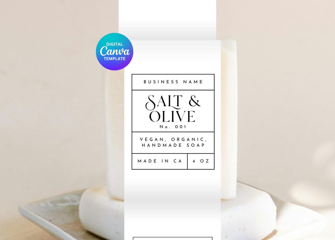 Editable Soap Label Template, Vertical Wrap Handmade Soap Label Design ...