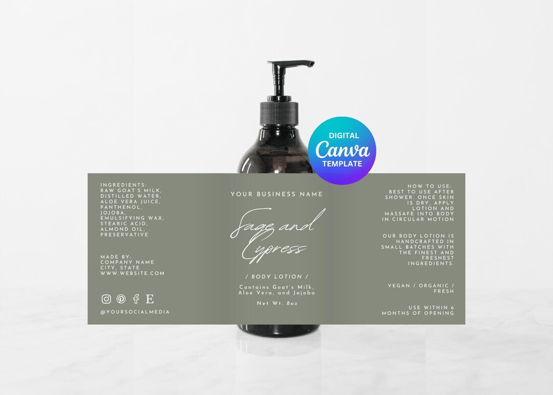 Pump Bottle Label Template, Lotion Label Design, Product Labels, Lotion ...