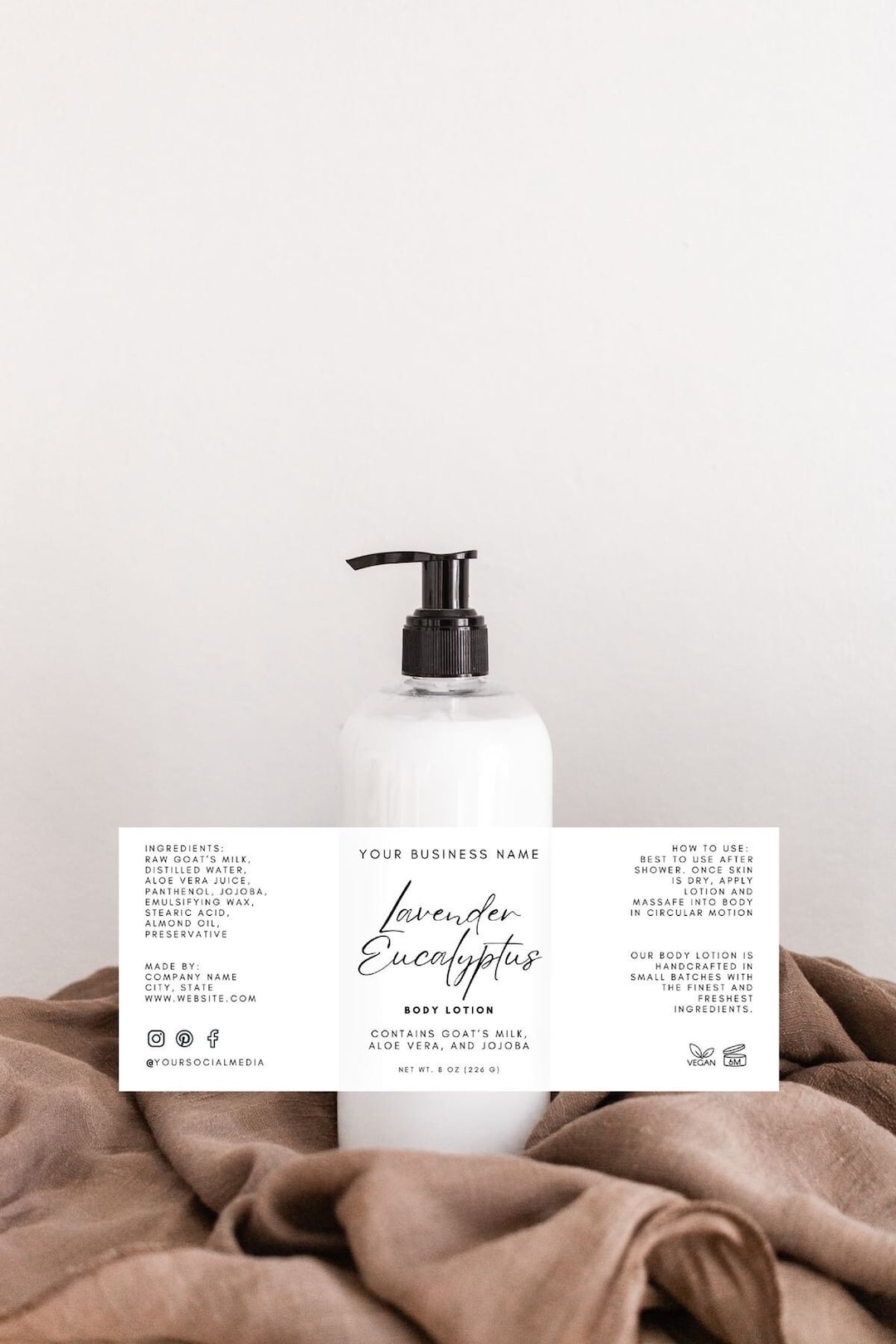 Pump Bottle Label Template, Lotion Label Design, Product Labels, Lotion ...