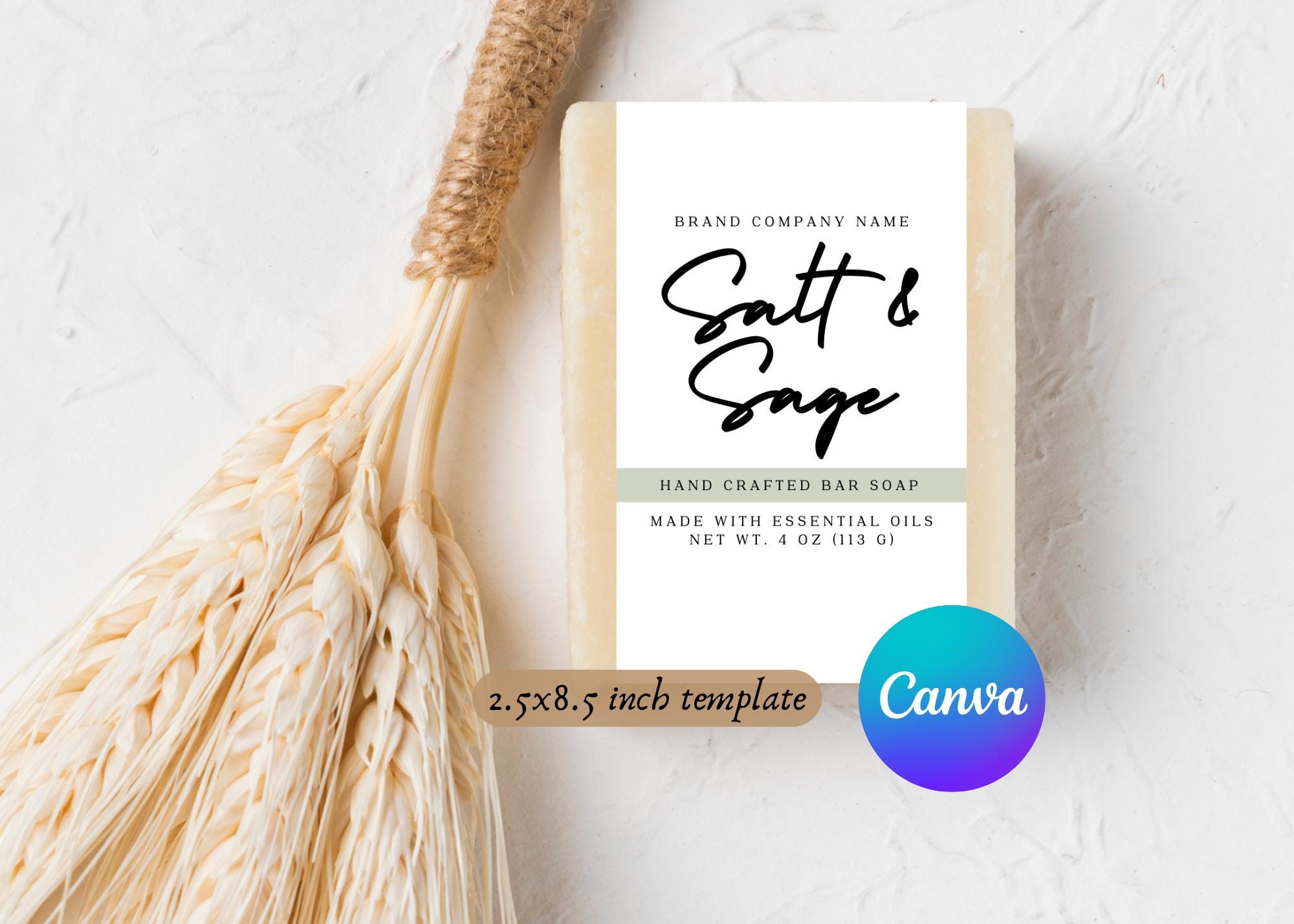 Editable Soap Label Template, Vertical Wrap Handmade Soap Label Design ...