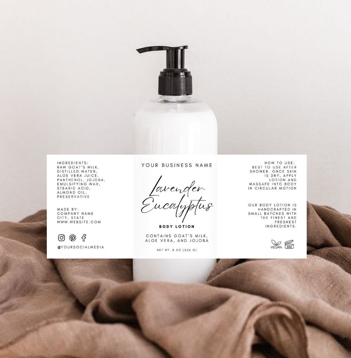 Pump Bottle Label Template, Lotion Label Design, Product Labels, Lotion ...