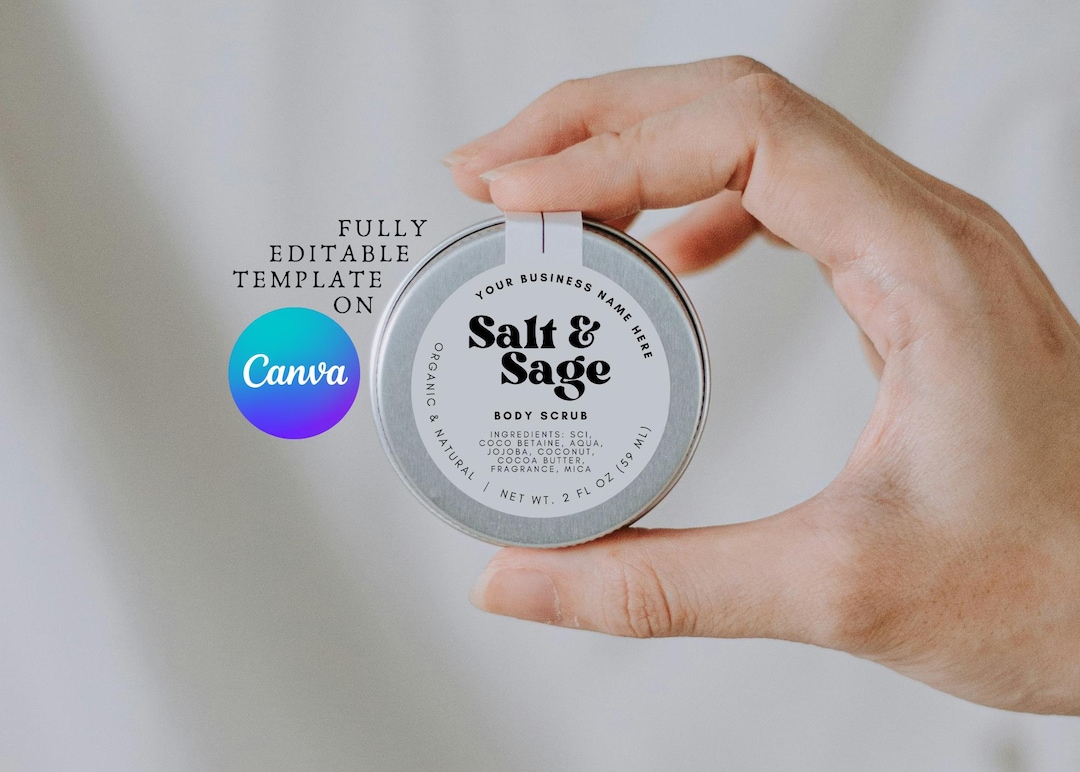 Round Label Template, Lip Scrub Tin Lid Label, Editable Product Label ...