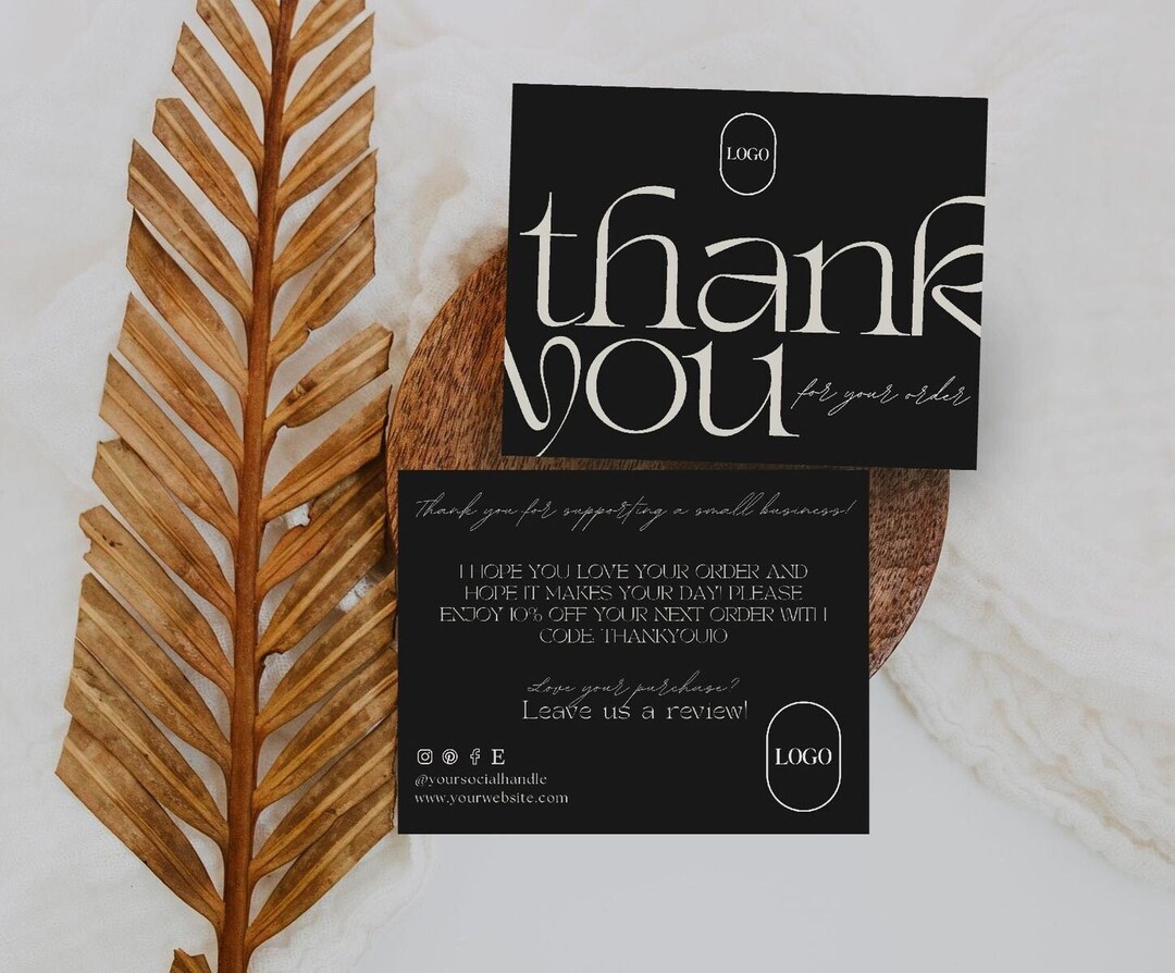 Luxury Classy Small Business Thank You Card Printable Editable Thanks ...