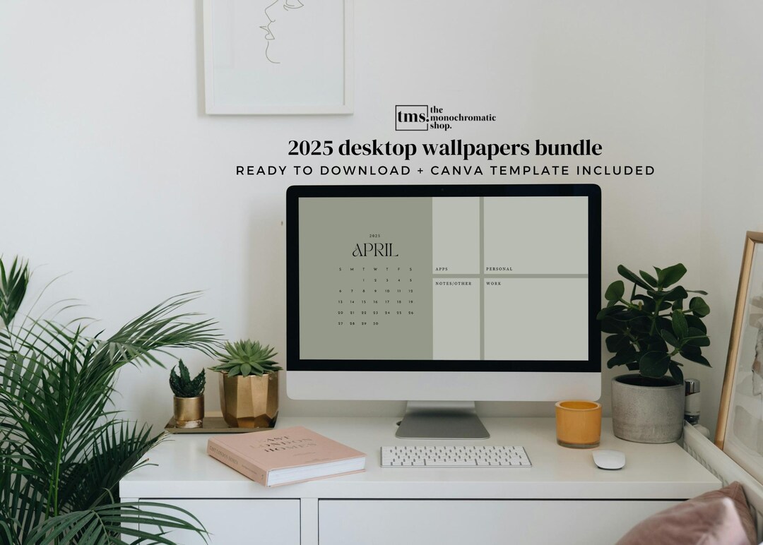 2025 Desktop Wallpaper Calendar, Digital Desktop Organizer, Aesthetic ...
