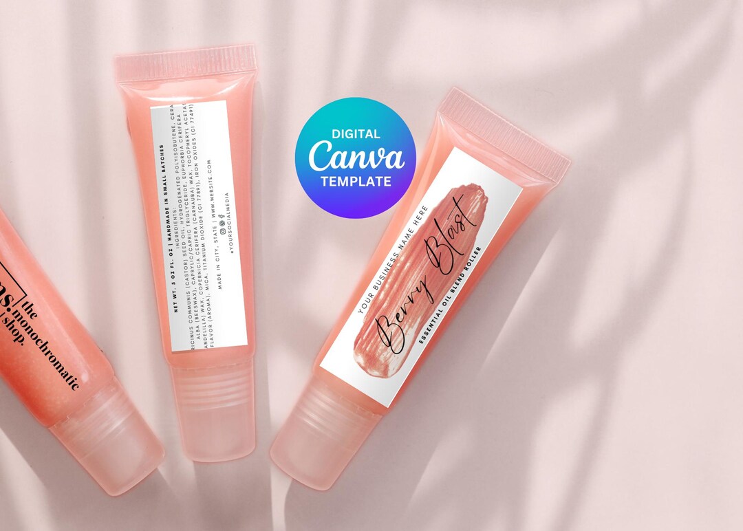 Lip Gloss Label Template, Lip Balm Tube Label Editable, Lip Oil Labels ...