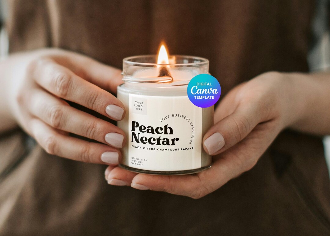 Minimal Retro Candle Label Template, Editable Label DIY Minimal Candle ...