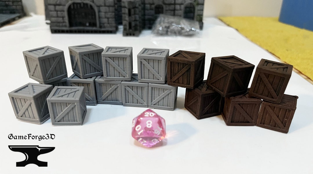 LOT 5 Wooden Boxes Pack of 5 Wood Crate Dungeon Kit RPG Table Games ...