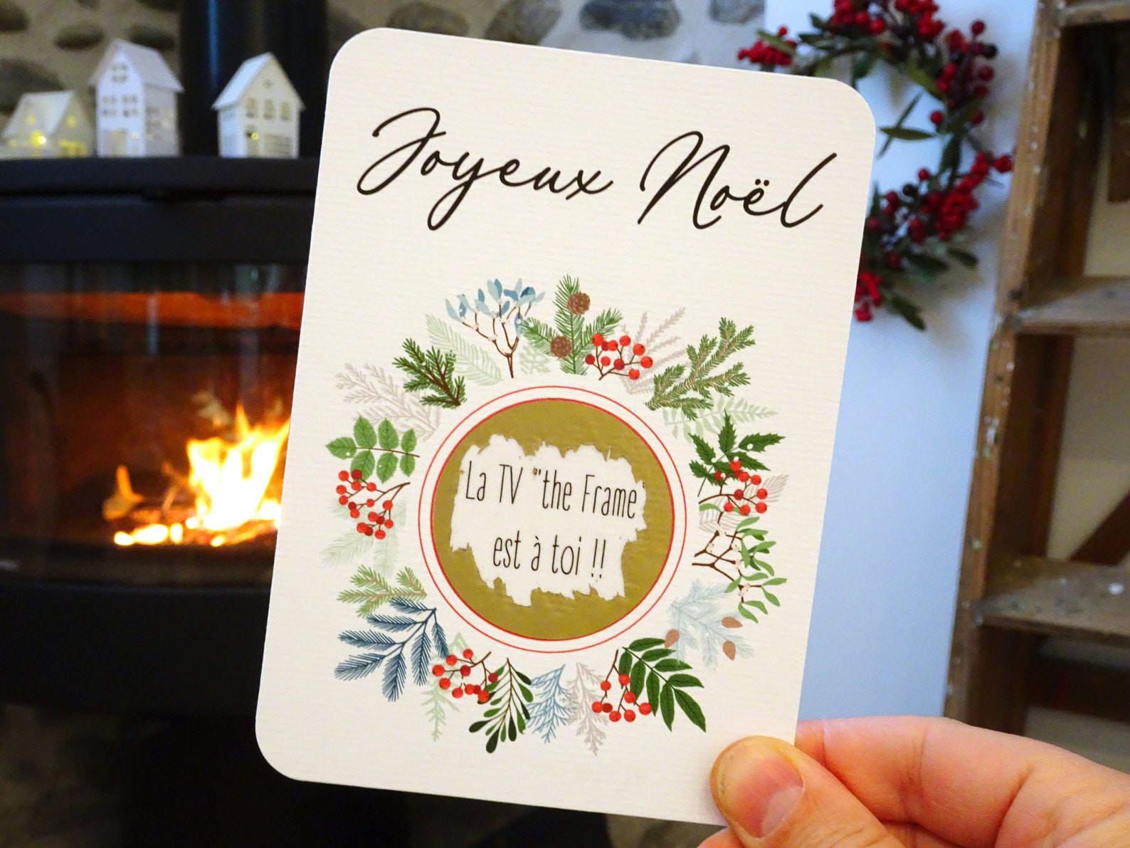 Carte à gratter personnalisable de Noël / Annonce grossesse, mariage ...