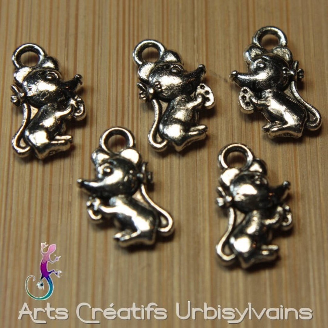 Set of 15 Mouse Charms in Silver Metal 12x7mm - Etsy UK