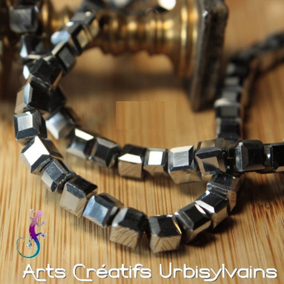 Set of 20 Square Beveled and Silver Glass Beads 5mm - Etsy