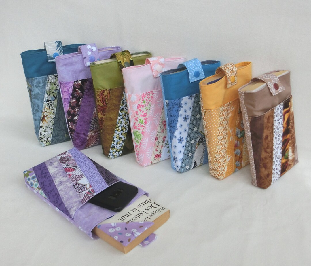 Paperback Book Sleeve and Bookmark, Cotton Fabric Protective Cover With ...