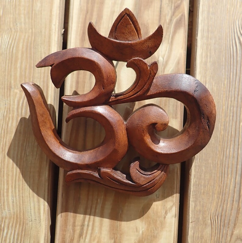 Wooden Hand Carved Om Symbol 3 Sizes - Etsy