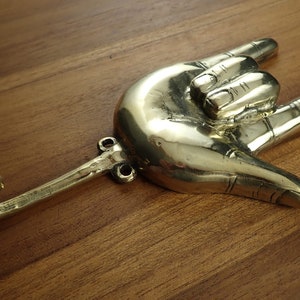 Heavy Metal Hand Symbol Brass Hook - Etsy