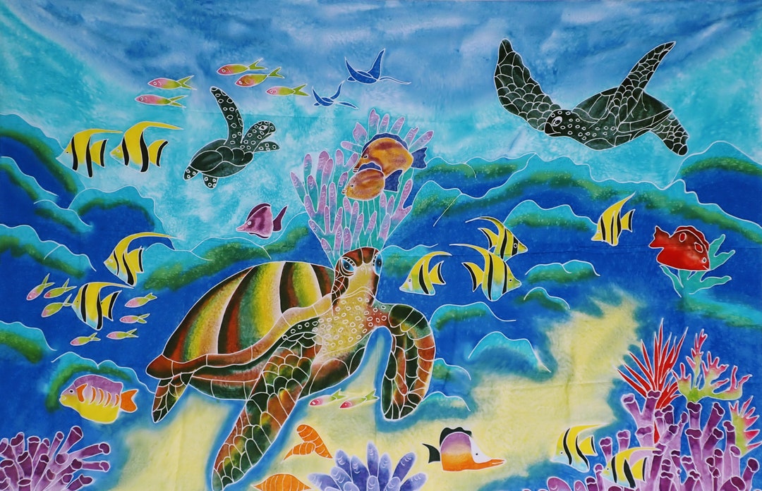 Batik Sarong,hand Painted Sea Life - Etsy