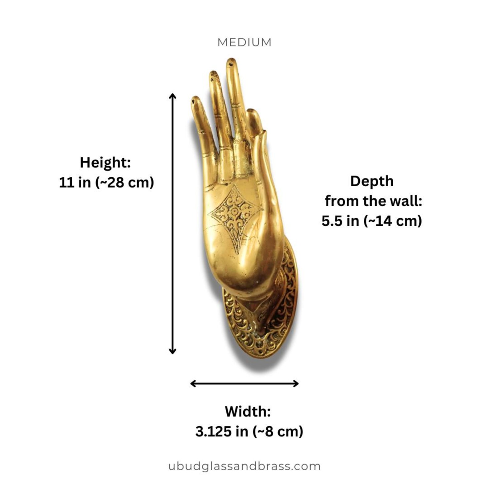 Set of 2 Brass Shuni Mudra Hands (S,M,L Sizes) | Batik Buddha Hand Wall ...