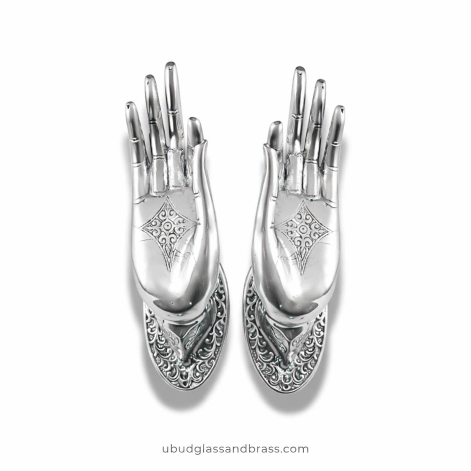Set of 2 Brass Shuni Mudra Hands (S,M,L Sizes) | Batik Buddha Hand Wall ...