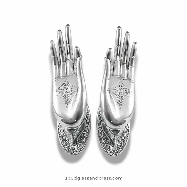 Set of 2 Brass Shuni Mudra Hands (S,M,L Sizes) | Batik Buddha Hand Wall ...