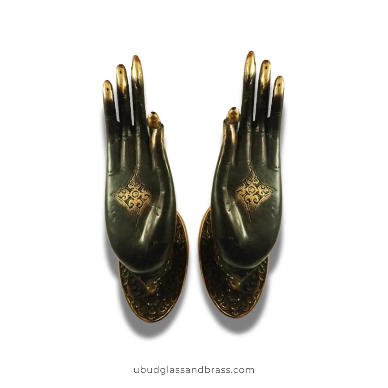 Set of 2 Brass Shuni Mudra Hands (S,M,L Sizes) | Batik Buddha Hand Wall ...