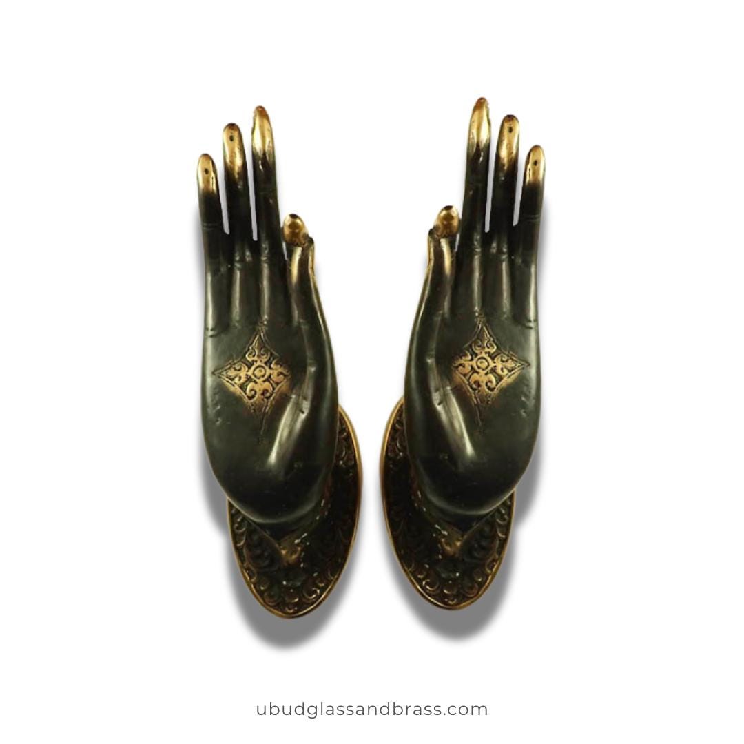 Set of 2 Brass Shuni Mudra Hands (S,M,L Sizes) | Batik Buddha Hand Wall ...
