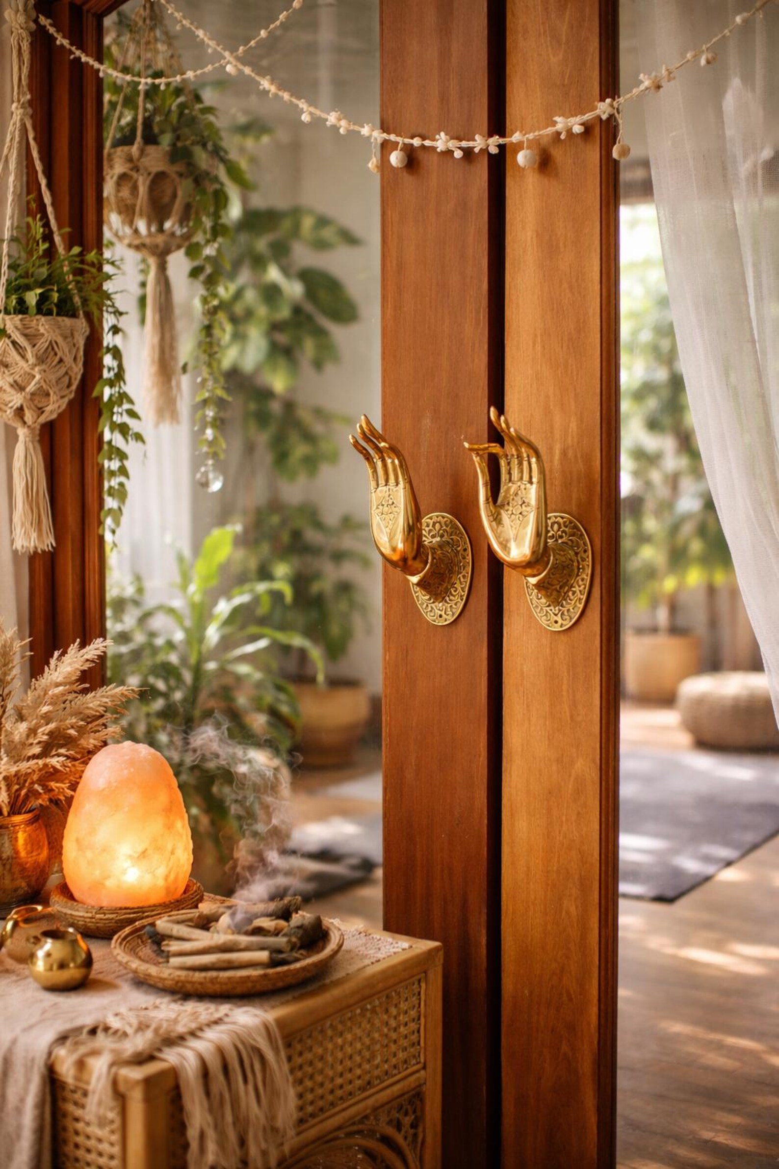 Set of 2 Brass Shuni Mudra Hands (S,M,L Sizes) | Batik Buddha Hand Wall ...