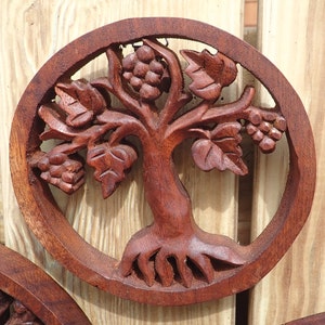 Grape Vine Carving Wooden Medallion - Etsy