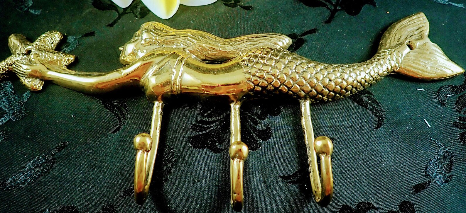Brass Mermaid Triple Hook - Etsy
