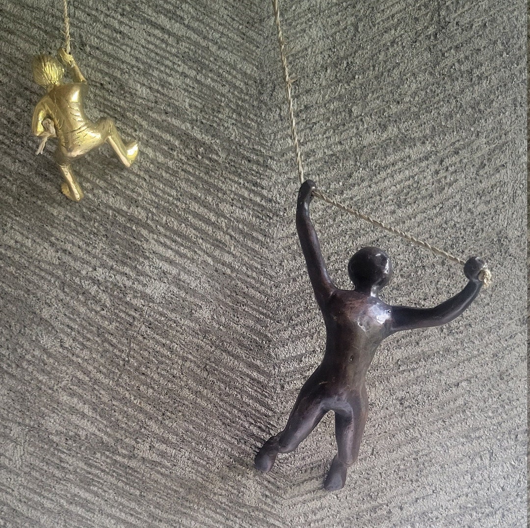 Brass Climbing Sculpture, #2 Variation Large Solid Bronze Metal Wall ...