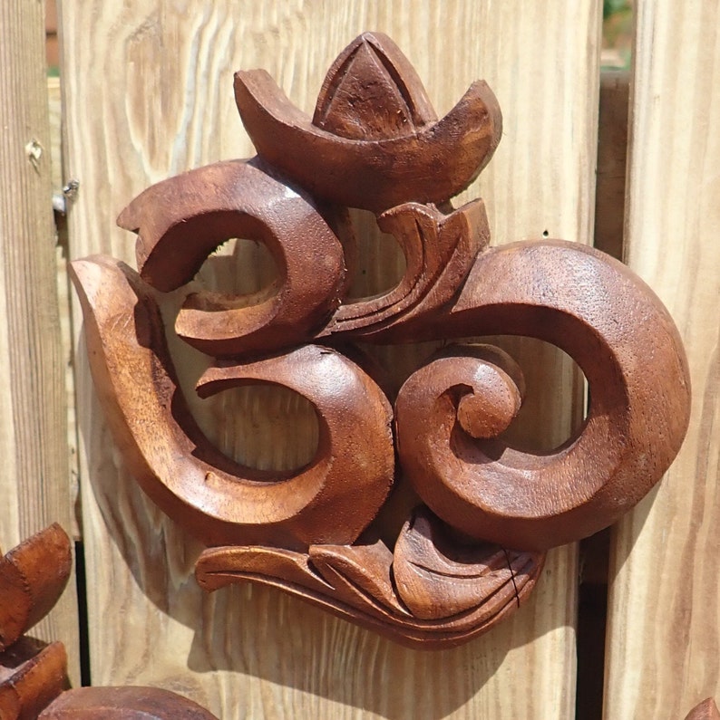 Wooden Hand Carved Om Symbol 3 Sizes - Etsy