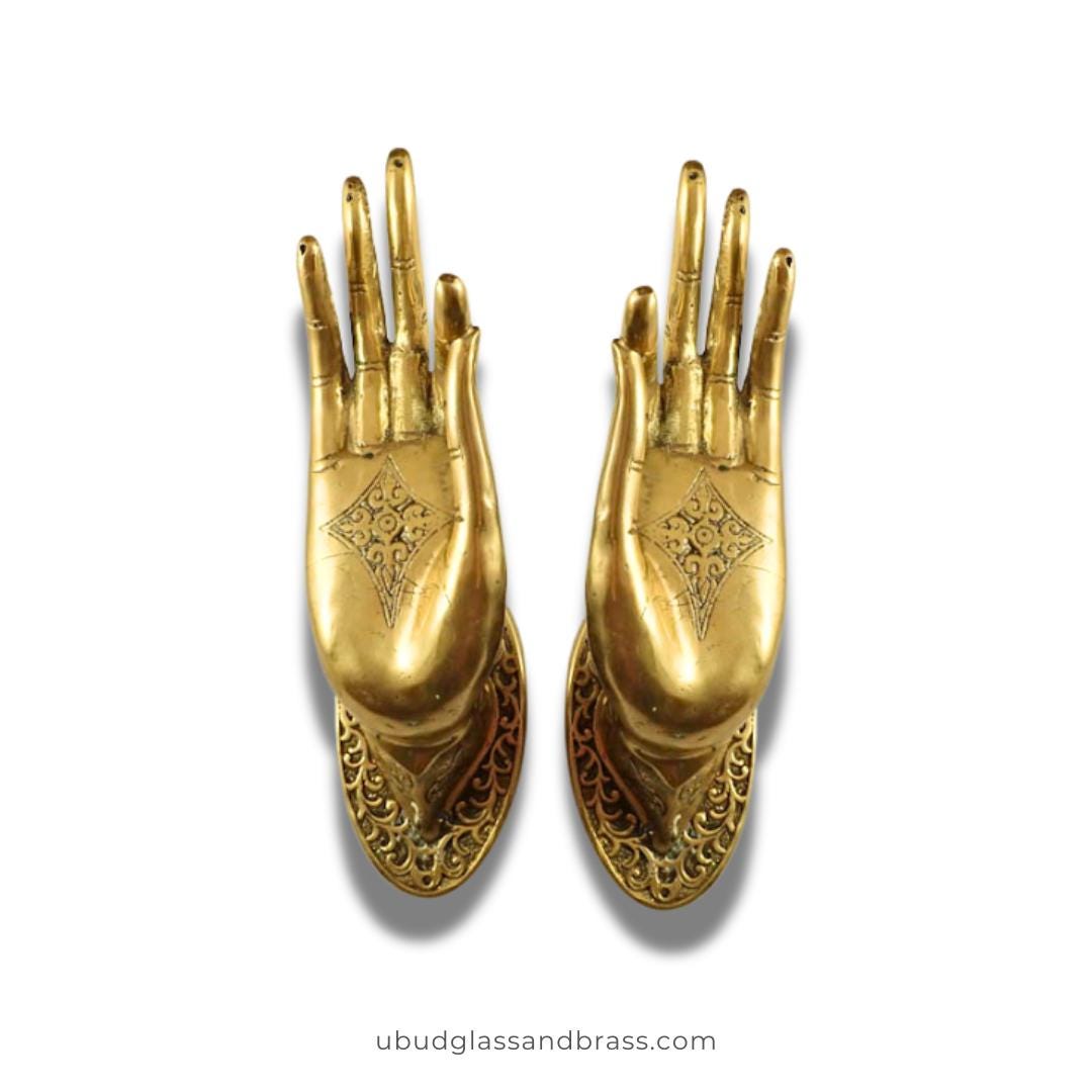 Set of 2 Brass Shuni Mudra Hands (S,M,L Sizes) | Batik Buddha Hand Wall ...
