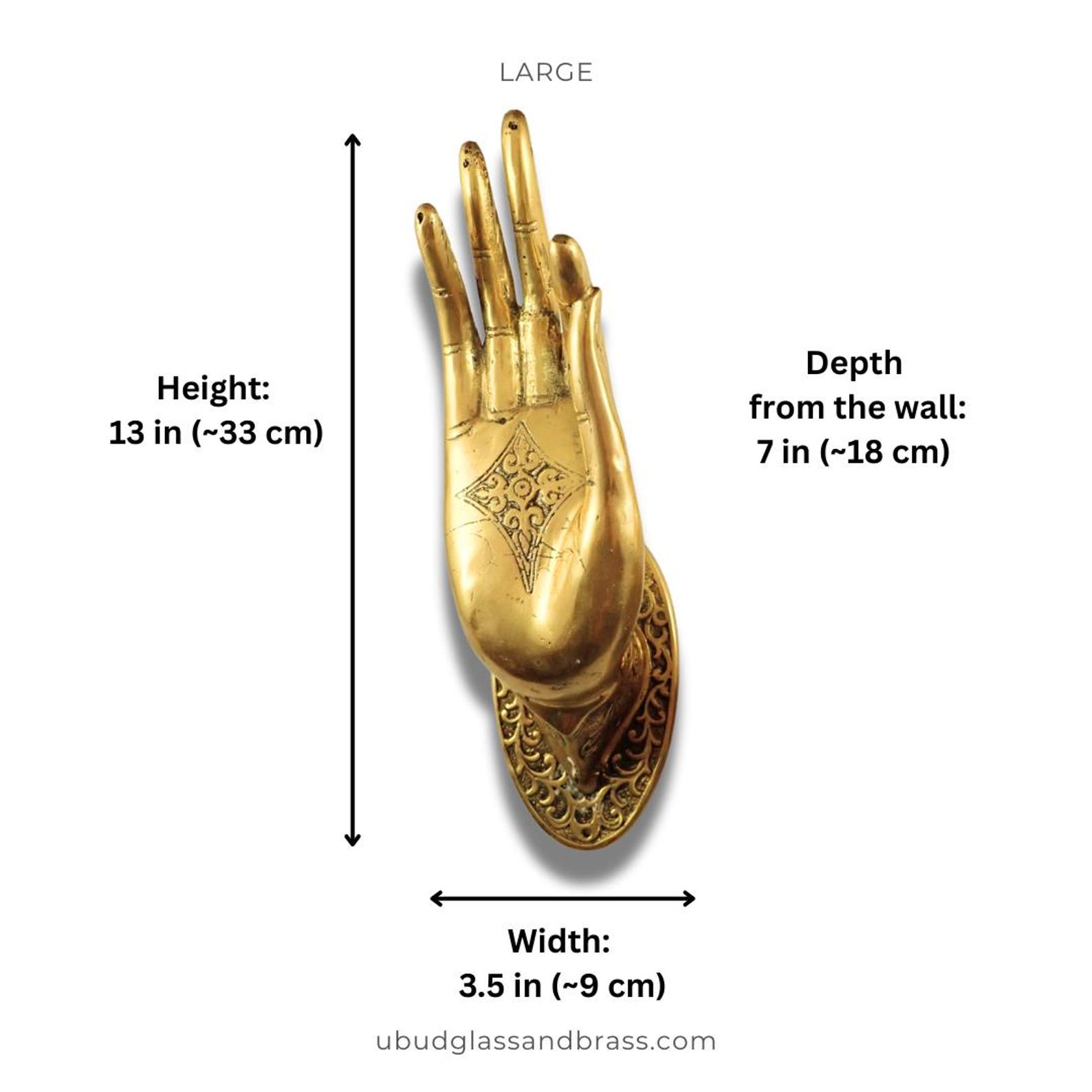 Set of 2 Brass Shuni Mudra Hands (S,M,L Sizes) | Batik Buddha Hand Wall ...