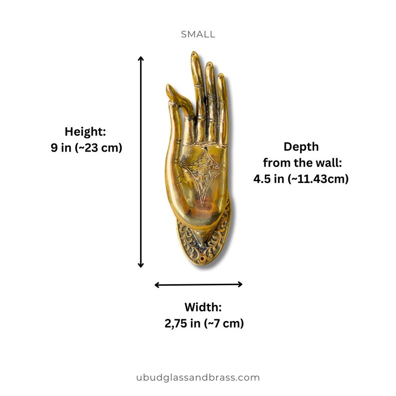 Set of 2 Brass Shuni Mudra Hands (S,M,L Sizes) | Batik Buddha Hand Wall ...