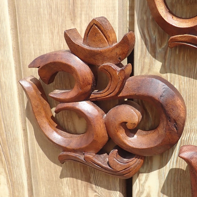 Wooden Hand Carved Om Symbol 3 Sizes - Etsy
