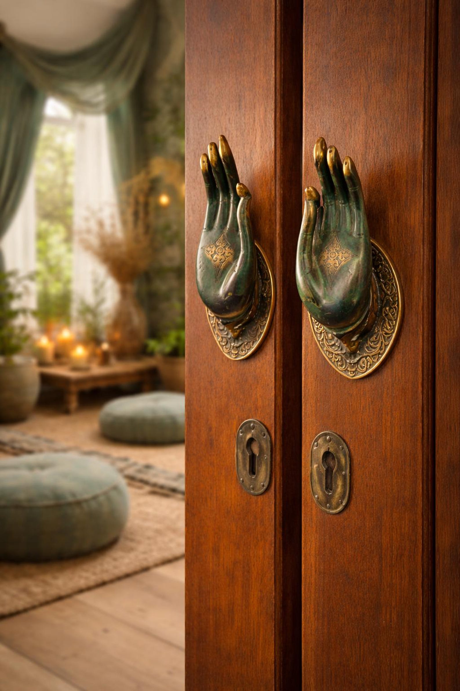 Set of 2 Brass Shuni Mudra Hands (S,M,L Sizes) | Batik Buddha Hand Wall ...