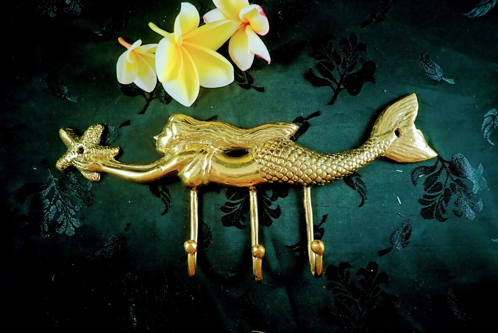 Brass Mermaid Triple Hook - Etsy