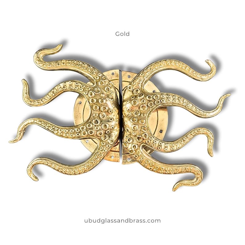 Brass Octopus Tentacles Door Handle – Solid Brass Entry Door Pull, Left ...