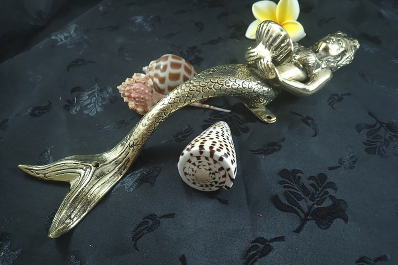 Vintage Mermaid Holding Seashell Entry Door Handle. Solid - Etsy