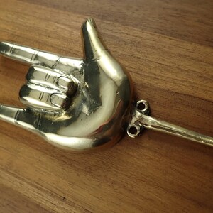 Heavy Metal Hand Symbol Brass Hook - Etsy