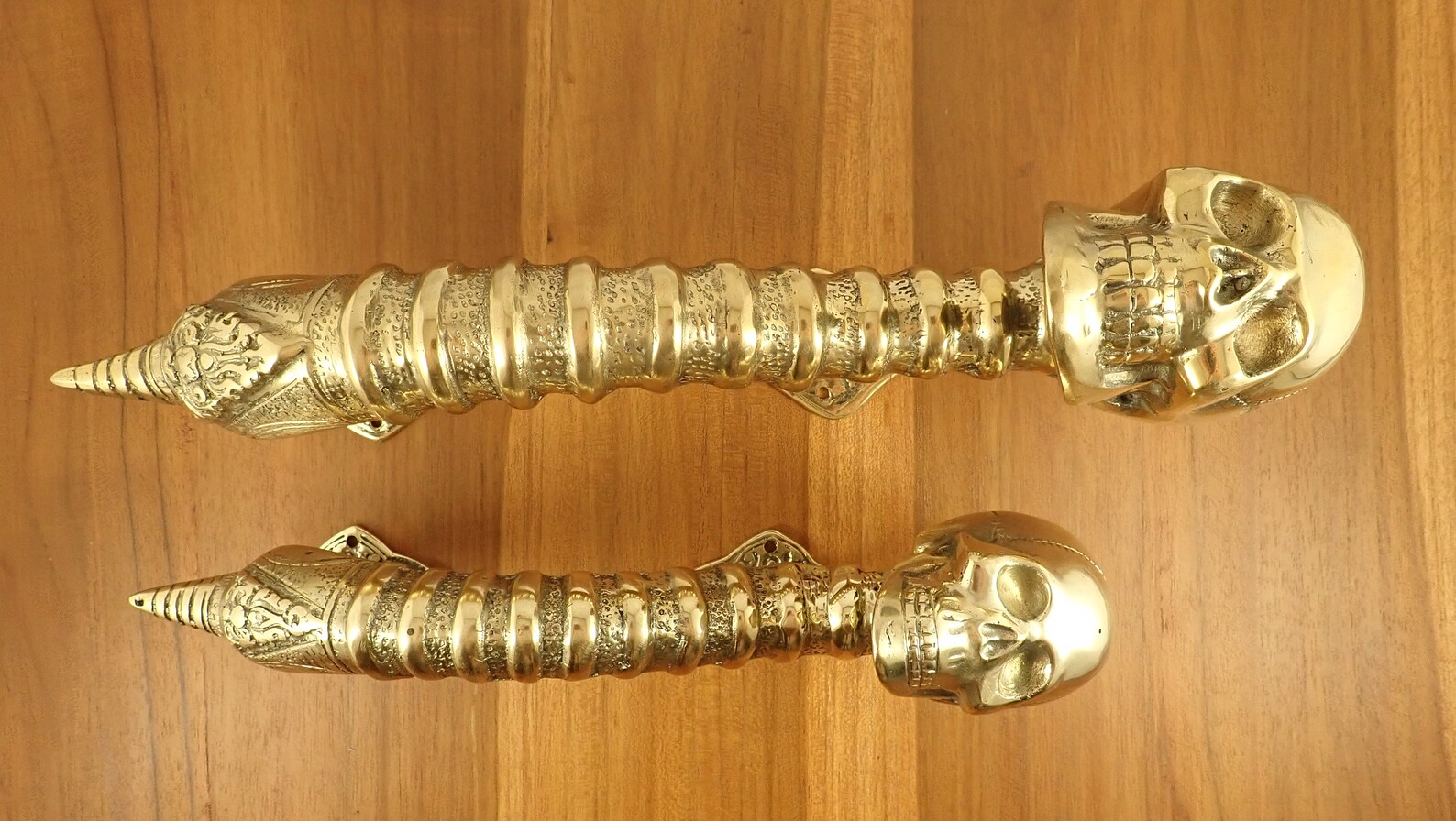 Small Skull and Spine Entry Door Handle, Vintage Solid Bronze Door ...